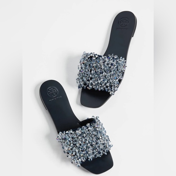 Tory Burch | Shoes | Tory Burch Logan Embellished Slides Size 7 | Poshmark